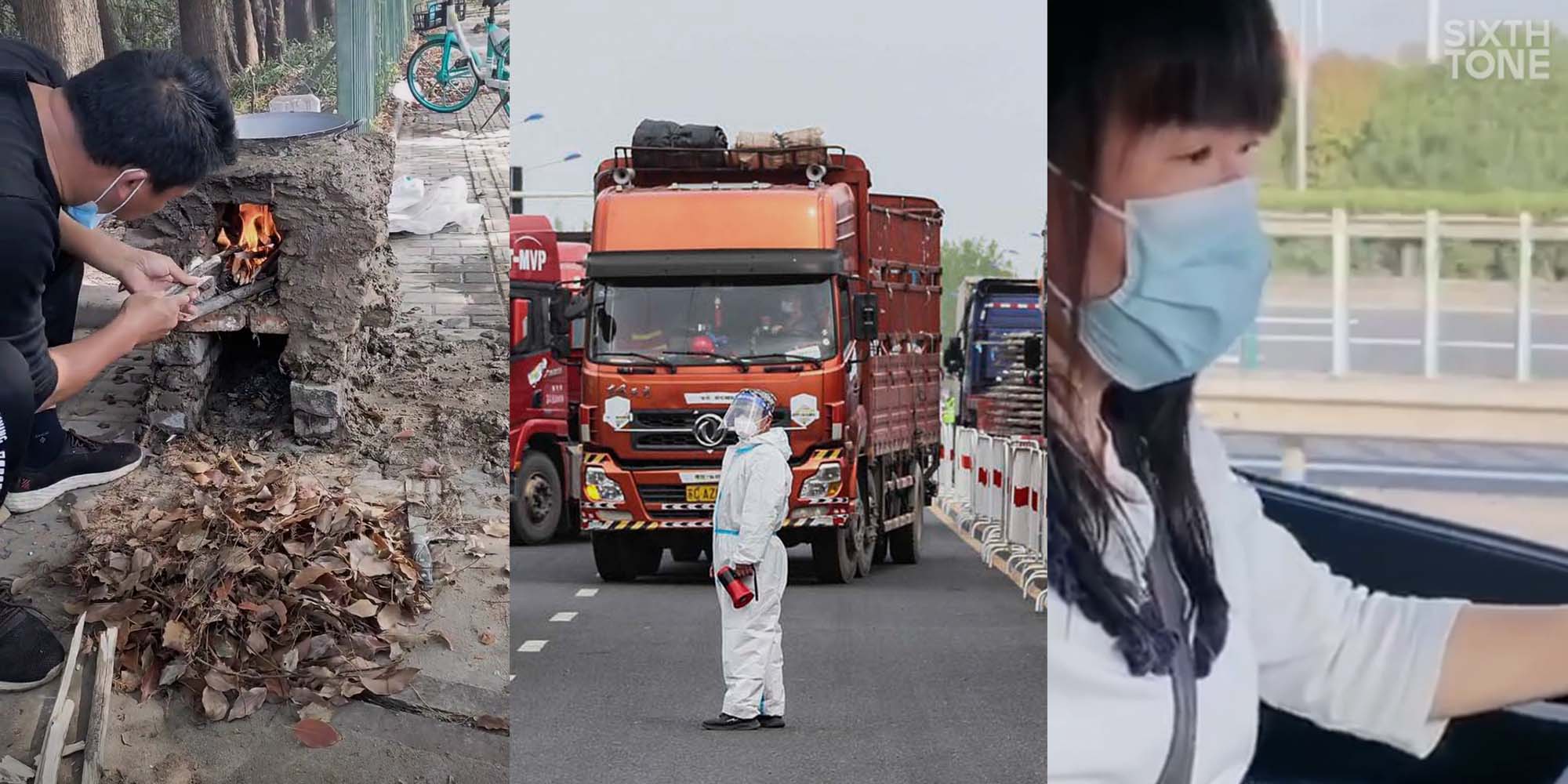 Unable to Leave Shanghai, Truckers Take Refuge in Their Trucks